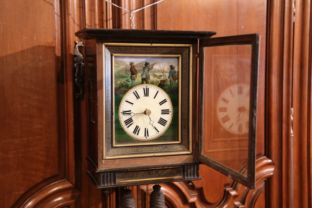 19th Century French Napoleon III Hand-Painted Wall Clock with Hunt ...