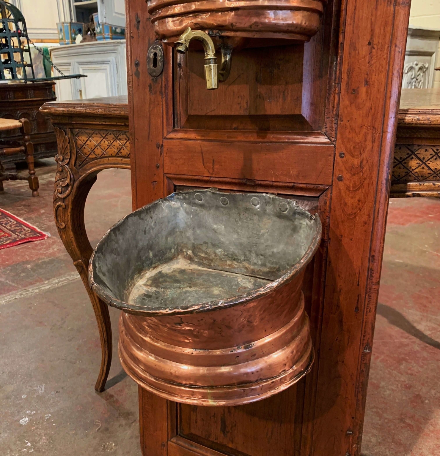 18th Century French Brass Lavabo Fountain from Normandy on Carved ...