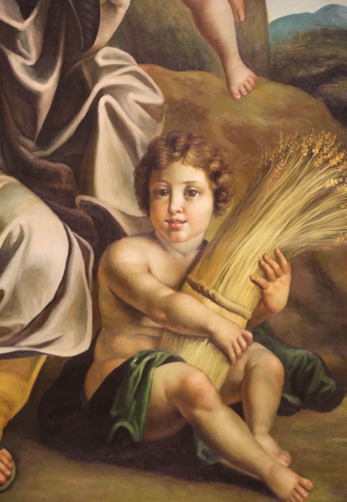 Large Mid-Century French Allegory Oil on Canvas Painting in Carved ...