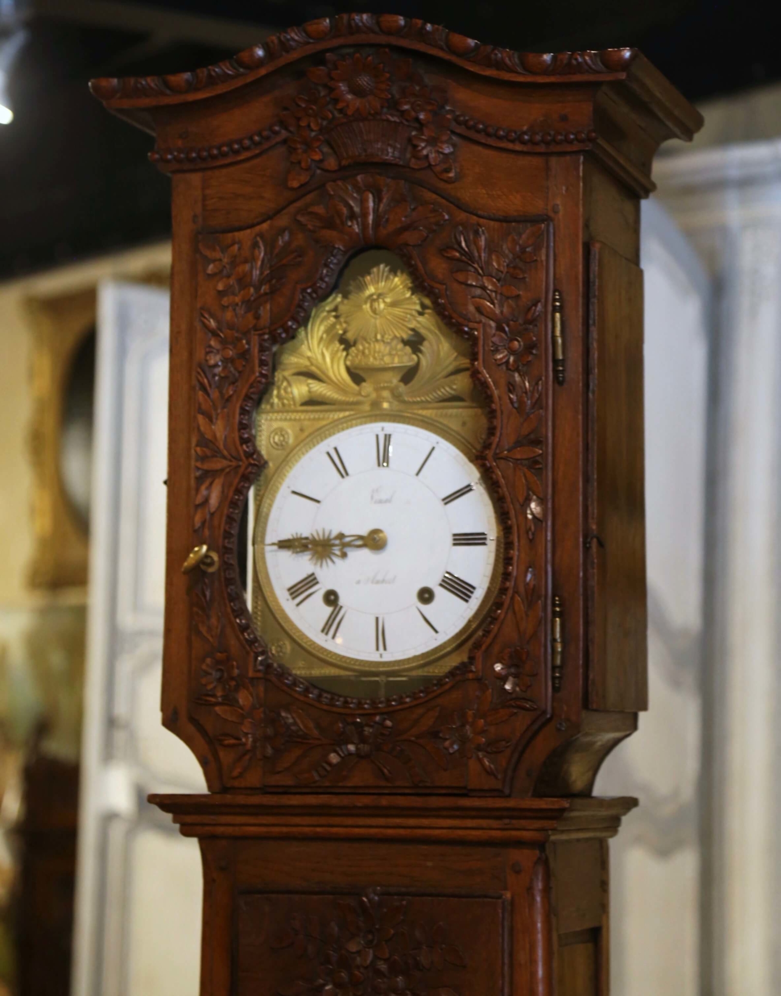 18th Century French Louis XV Carved Oak Tall Case Clock from Normandy ...