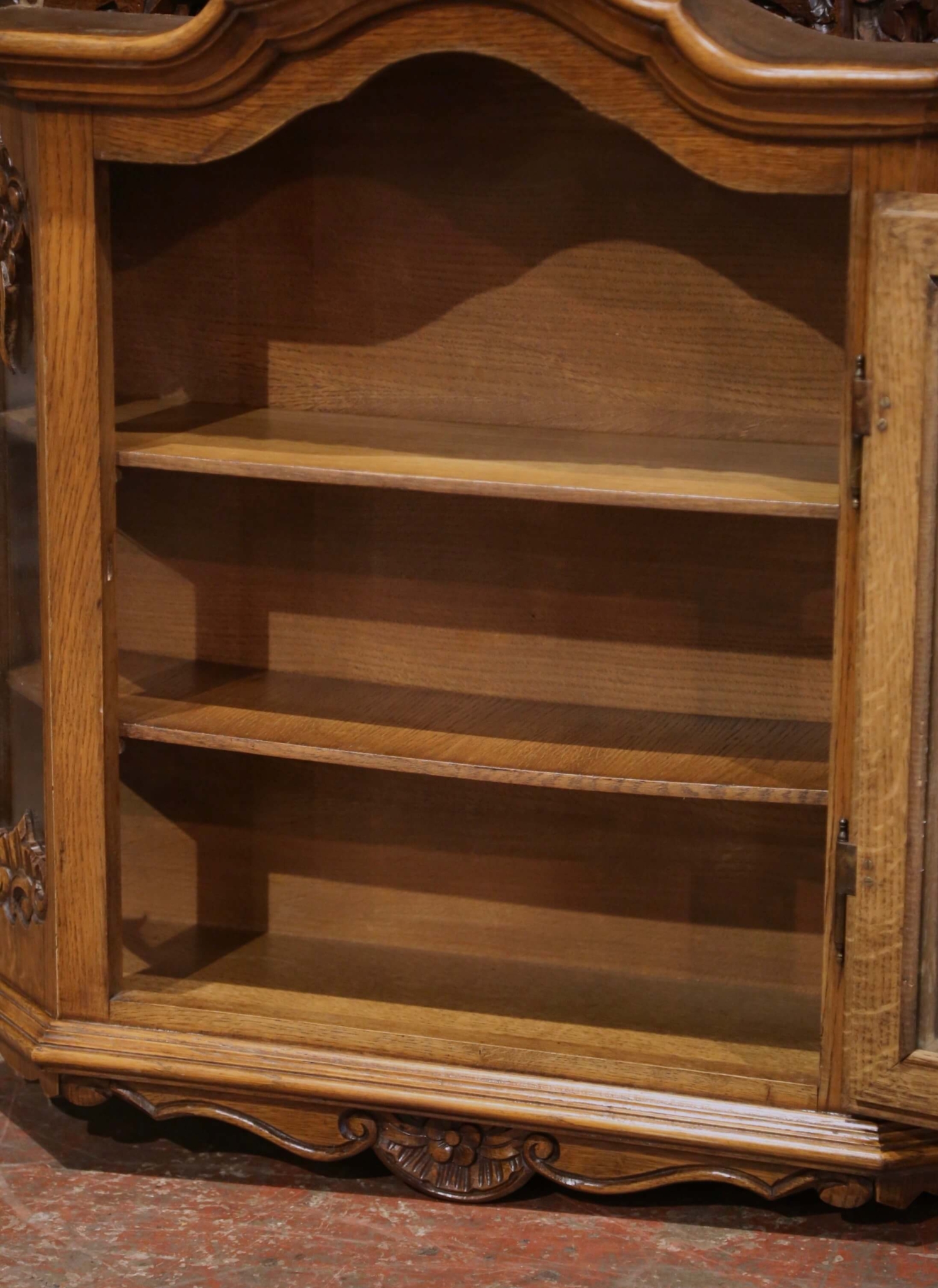 Early 20th Century French Louis XV Carved Walnut Wall Vitrine with ...