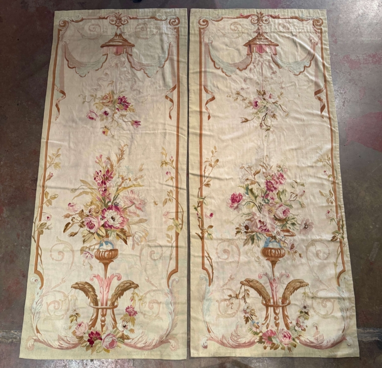 Pair of Mid-19th Century French Handwoven Floral Aubusson Wall Hanging ...