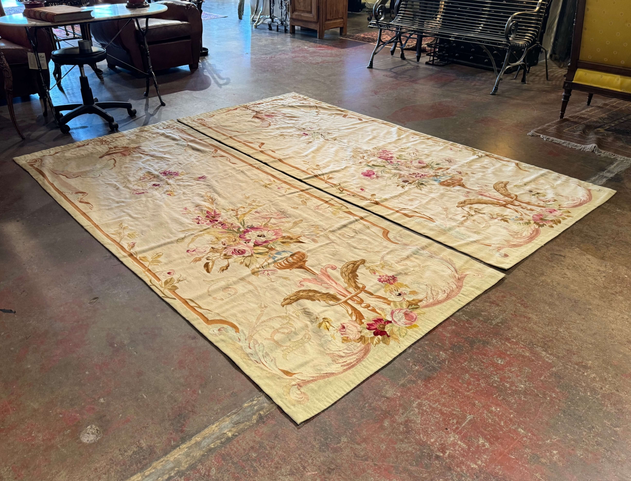 Pair of 19th Century French Aubusson Handwoven Floral Portiere Panels ...