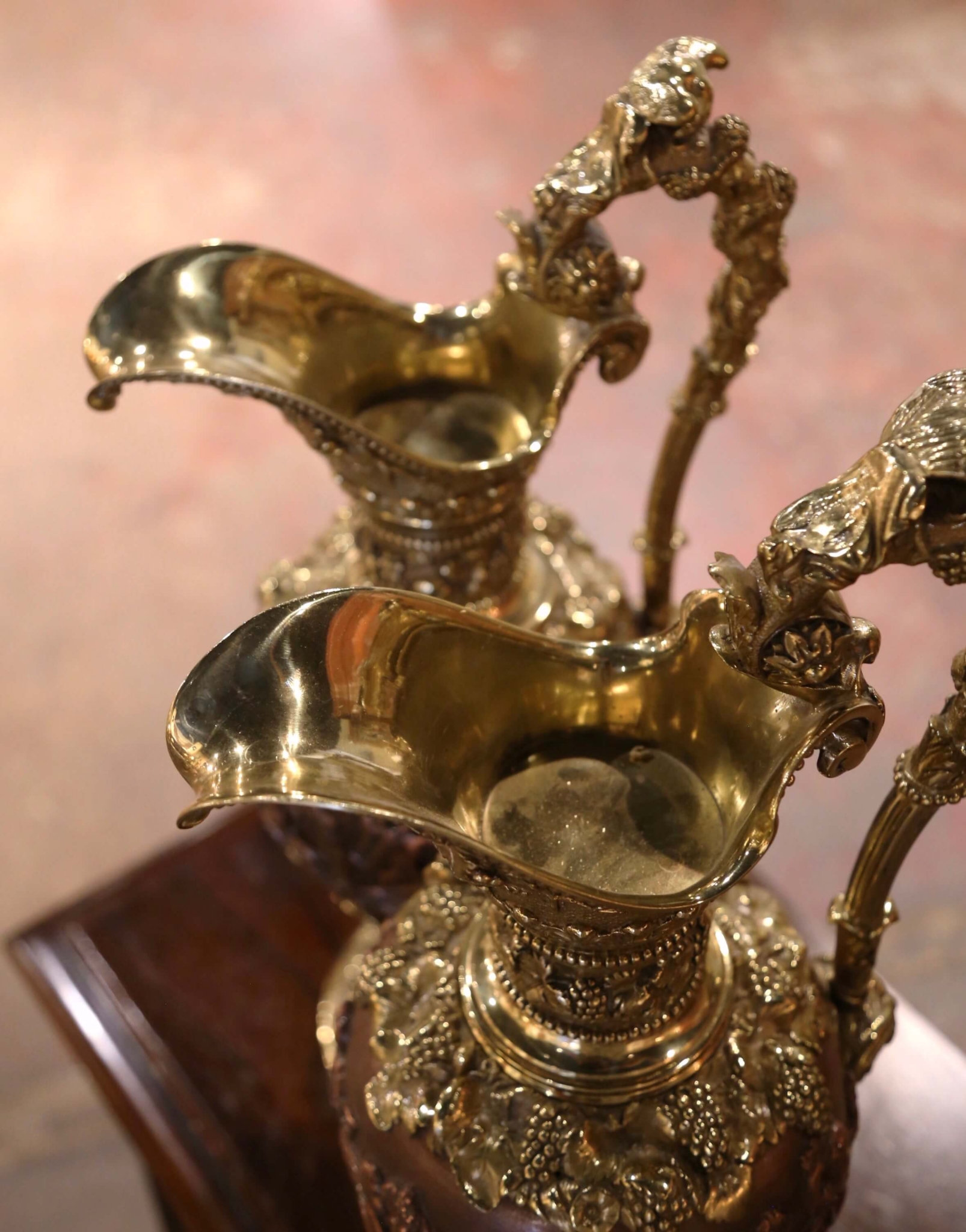 Pair of 19th Century French Renaissance Patinated Bronze Ewers Clodion ...