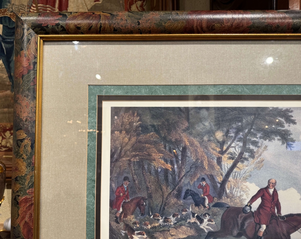 Mid-Century English Framed Hand Colored Hunting Scene Print - Country ...
