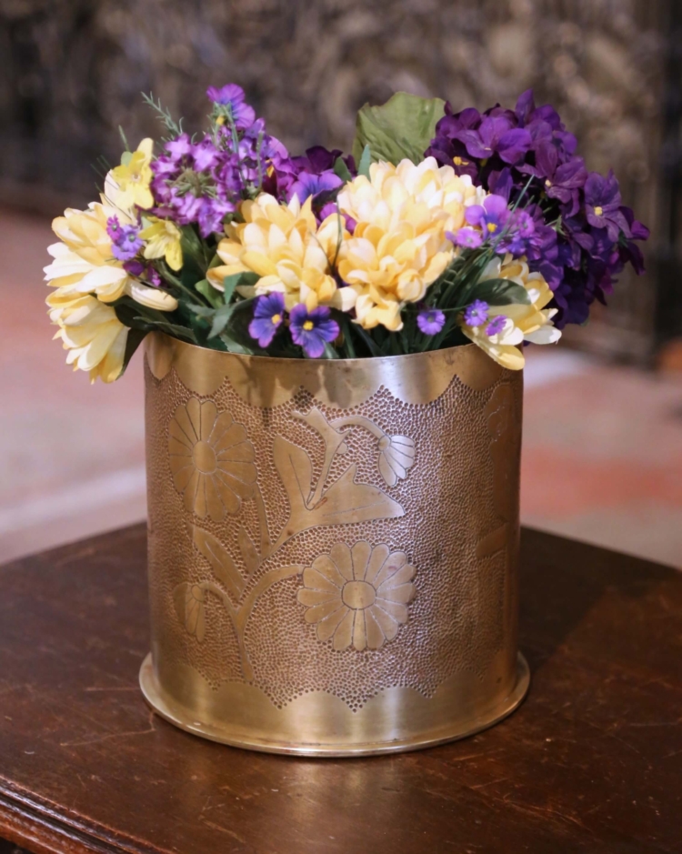 WWI German Trench Artillery Brass Shell Casing with Engraved Foliage ...