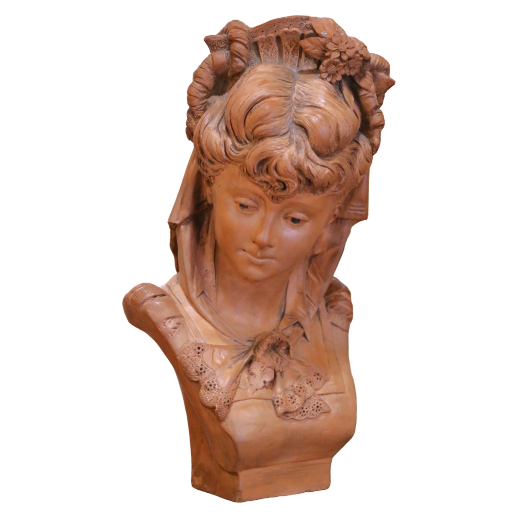 19th Century French Terracotta Bust of a Young Woman Signed Adolphe ...