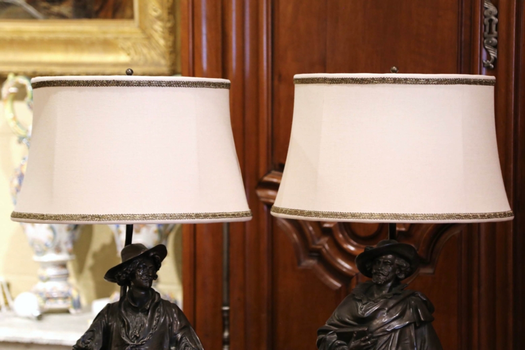 Pair of 19th Century French Renaissance Spelter Figural Table Lamps ...