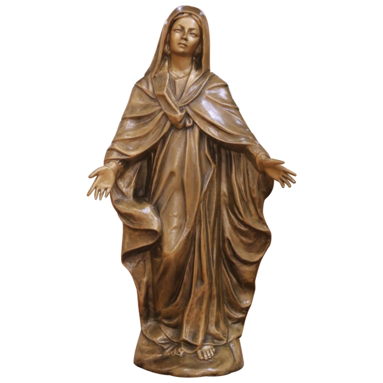 Mid-Century Italian Patinated Bronze Virgin Mary Sculpture by Biondan ...