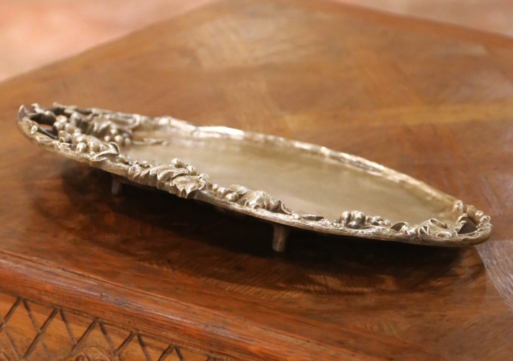 19th Century French Bronze Grape Vine Tray Vide-Poche Signed L ...