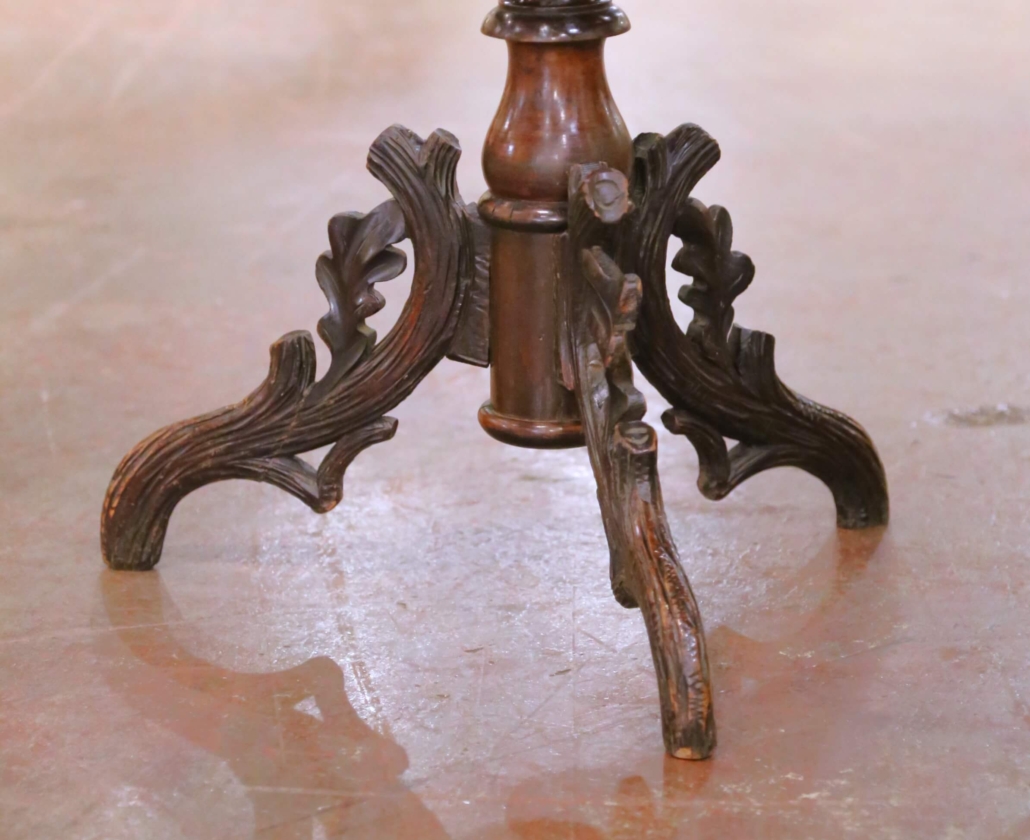 19th C. French Black Forest Carved Walnut Jardinière on Stand with Zinc ...